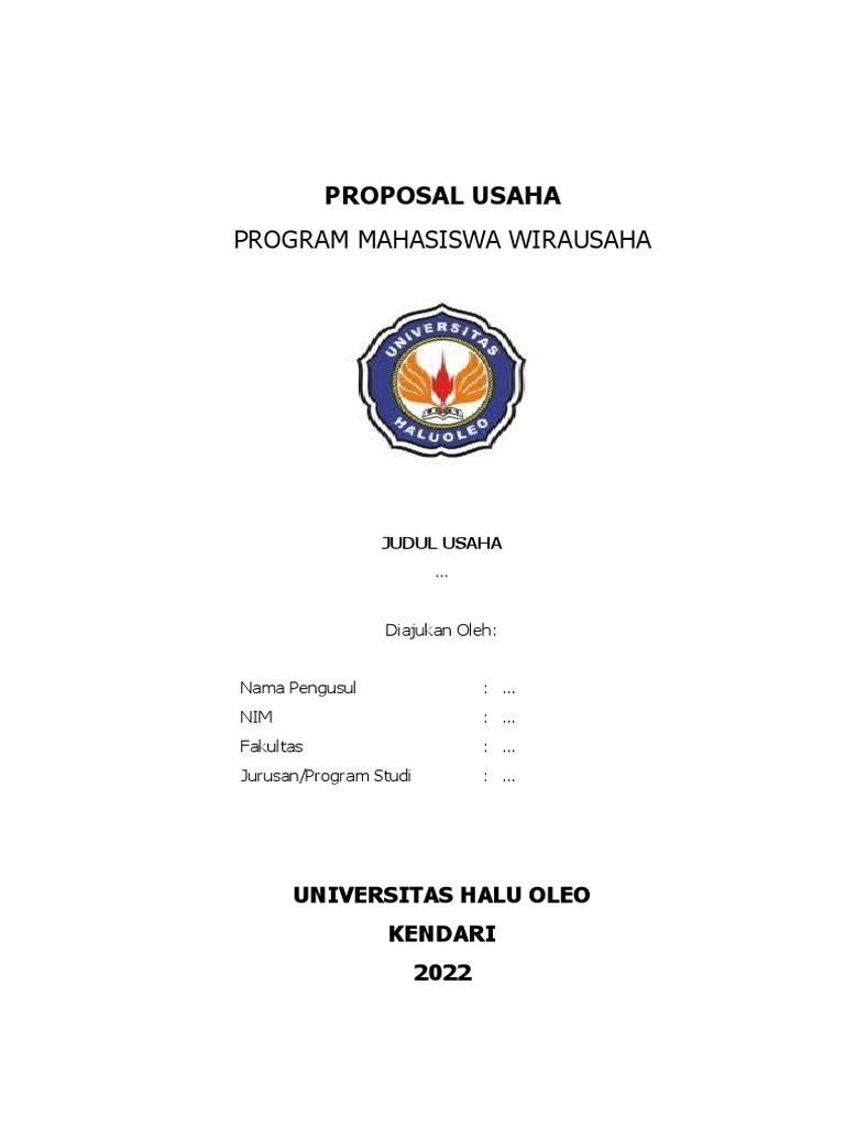 Proposal Usaha Mahasiswa UHO | PDF