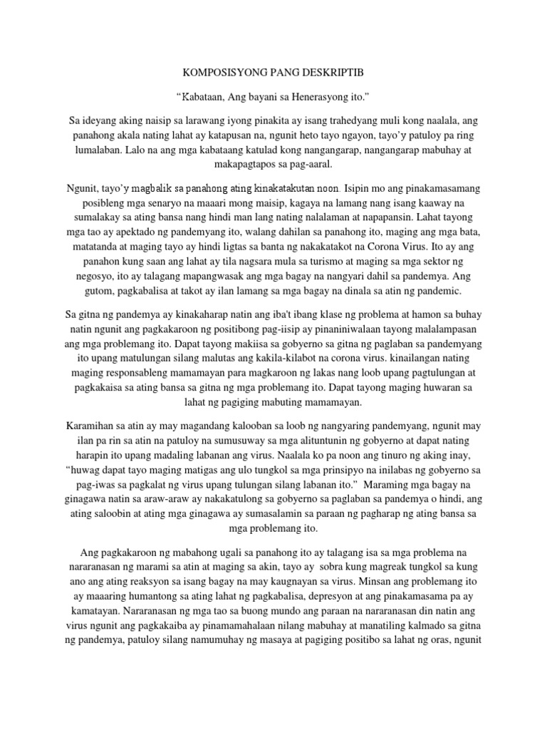 Komposisyong Pang Deskriptib | PDF