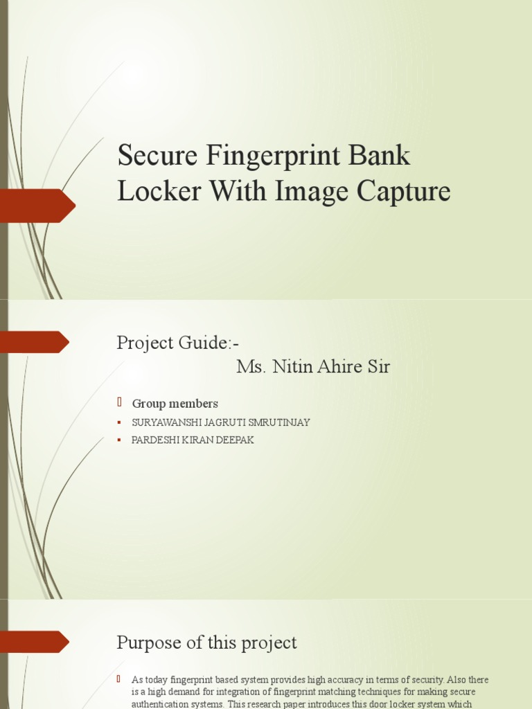 Secure Fingerprint Bank Locker With Image Capture: A Biometric ...