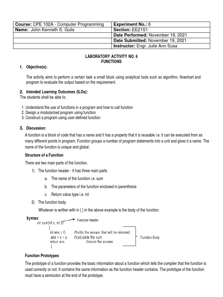 Gulis Laboratory 6 PDF | PDF | Subroutine | Parameter (Computer Programming)