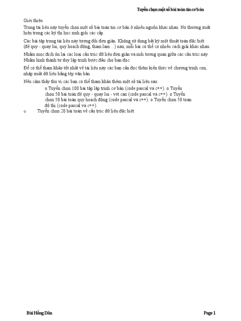 Bai Tap Co Ban | PDF