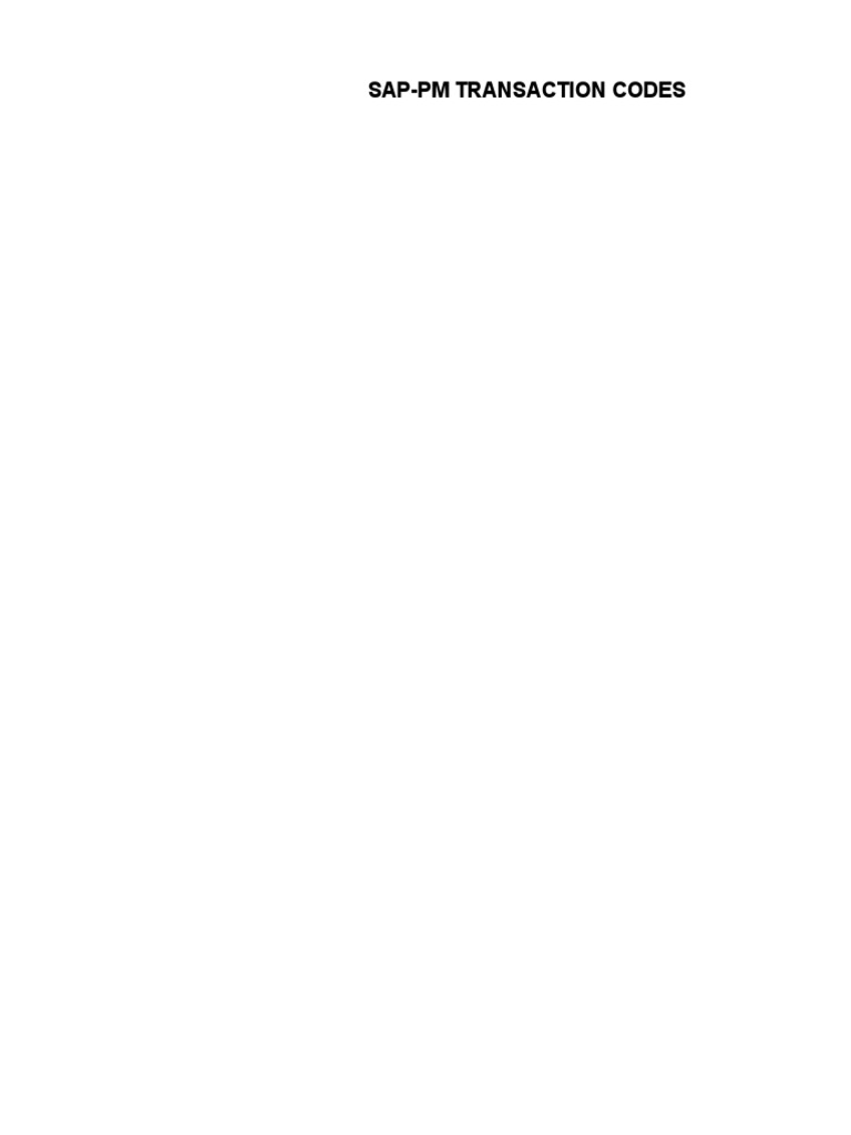 Sap PM Transaction Codes | PDF | Computing