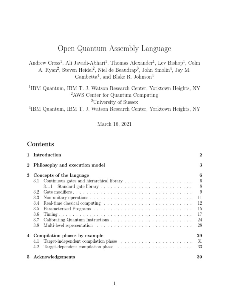 Open Quantum Assembly Language | PDF | Data Type | Integer (Computer Science)