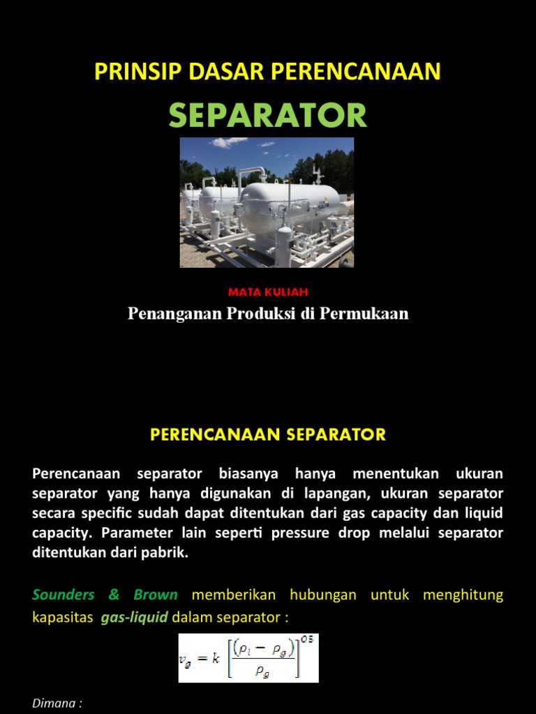 Prinsip Dasar Perencanaan Separator | PDF