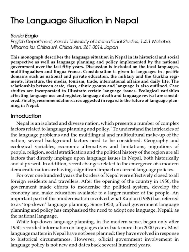 Language Nepal | PDF | Nepal | Kathmandu