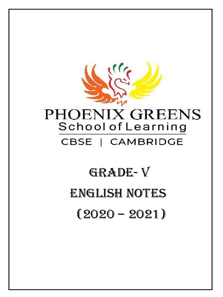 Grade-V English Notes (2020 - 2021) | PDF | Chimpanzee