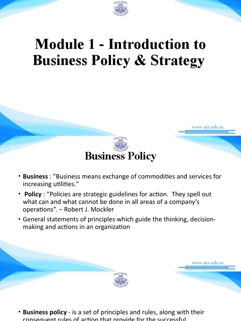 Module 1 - Introduction To Business Policy & Strategy | PDF | Strategic ...