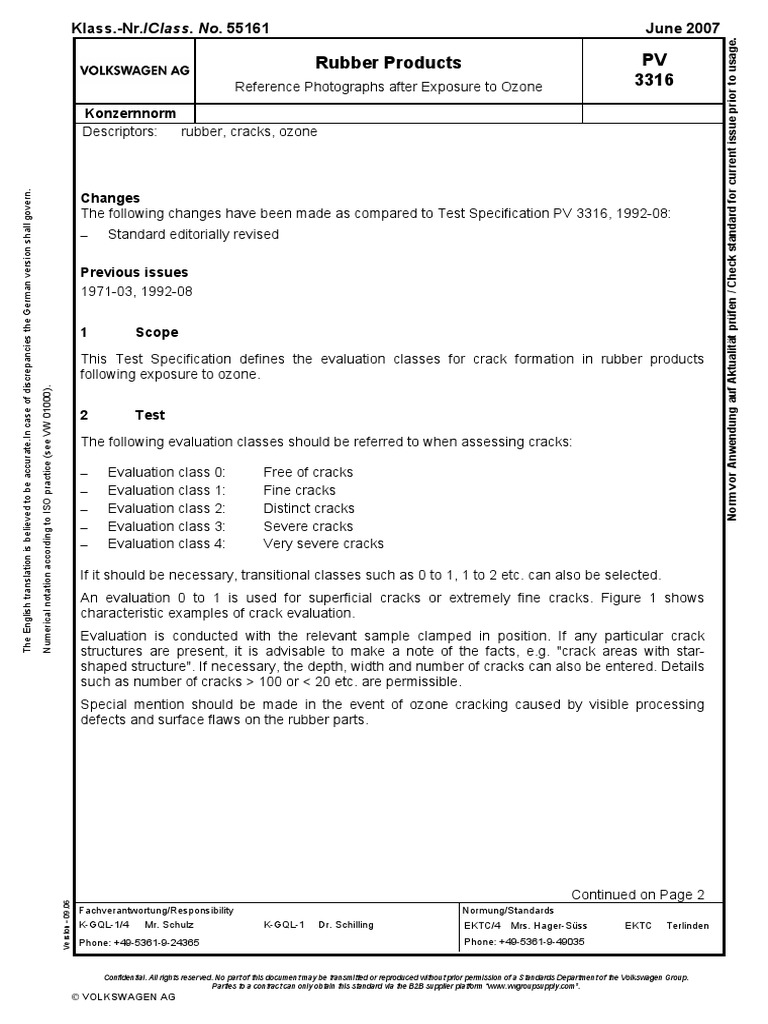 Rubber Products PV 3316: Klass.-Nr./Class. No. 55161 June 2007 | PDF