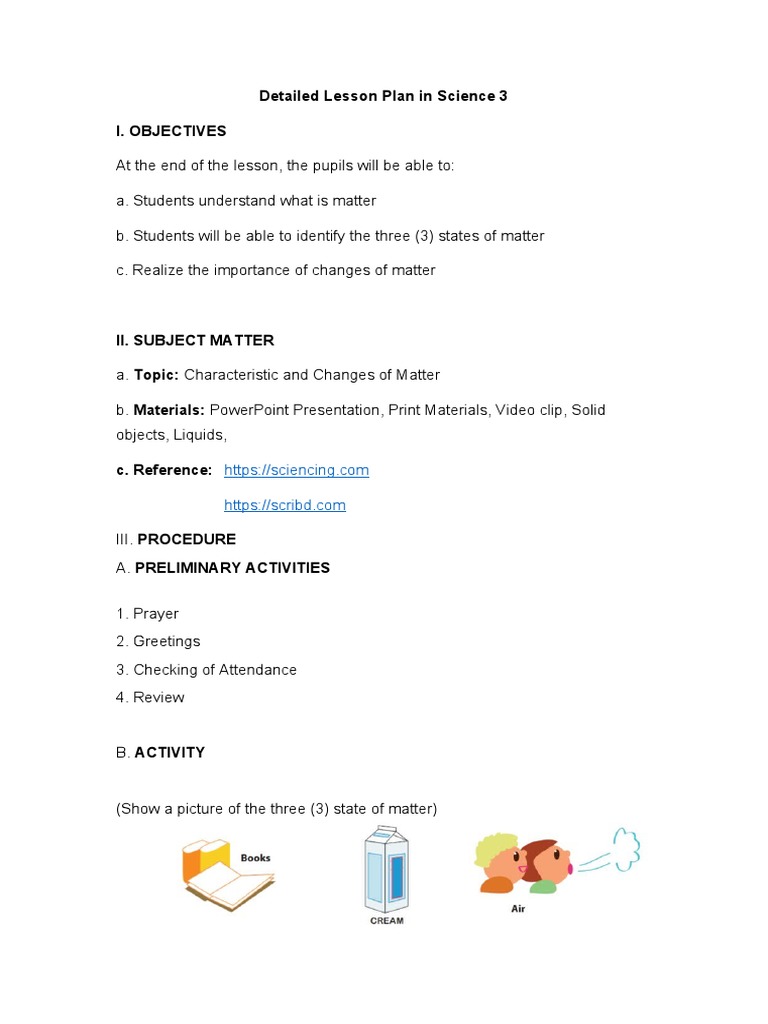 Semi-Detailed Lesson Plan in Science 3 | PDF | Gases | Matter