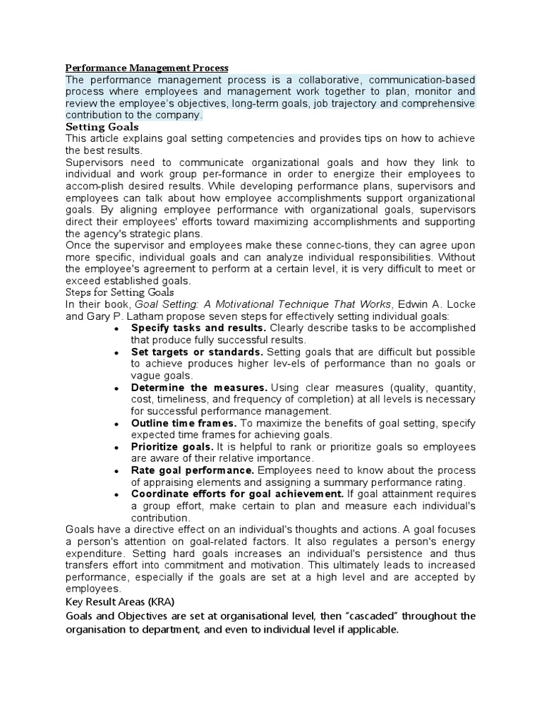 Performance Management Process | PDF | Goal | Performance Appraisal