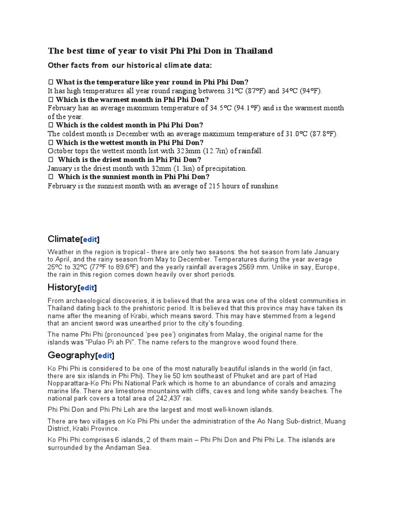 The Best Time of Year To Visit Phi Phi Don in Thailand: Other Facts ...