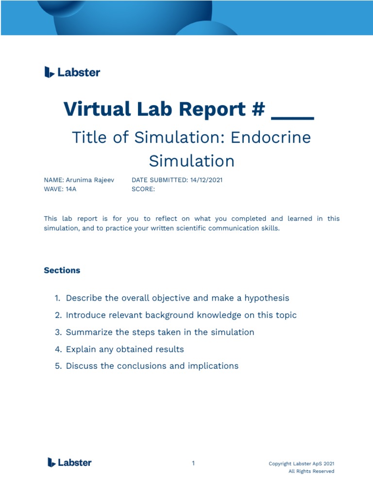 (Template) Lab Report Template | PDF | Luteinizing Hormone | Hypothalamus