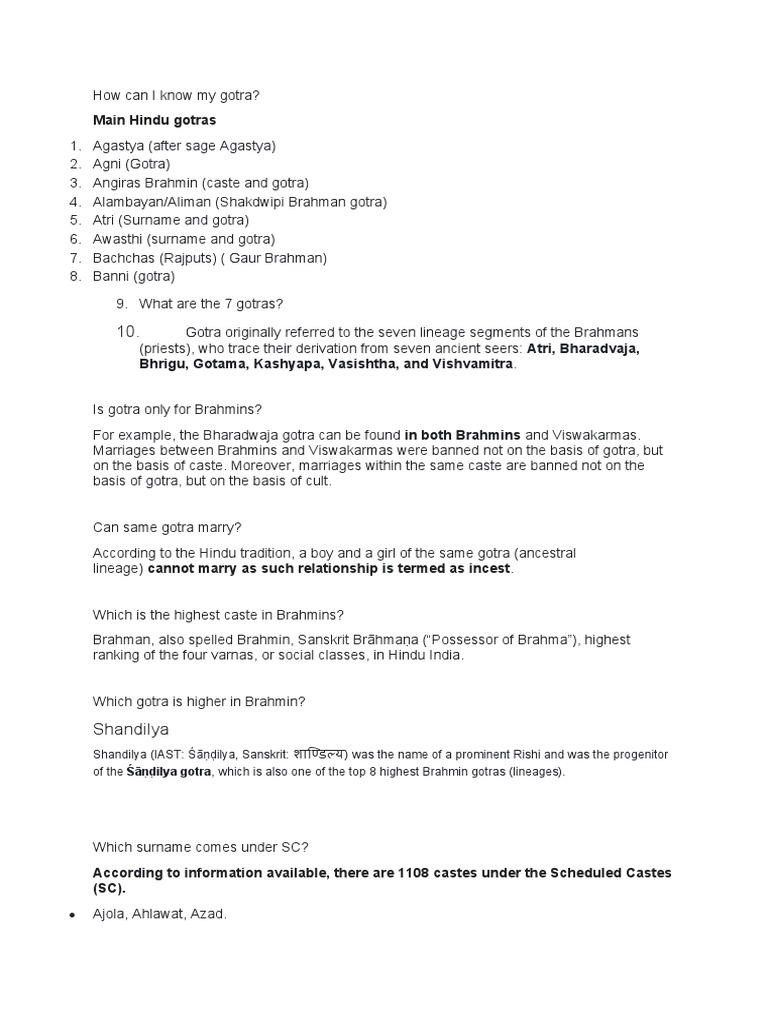 How Can I Know My Gotra | Download Free PDF | Hindu Mythology | Hindu Literature