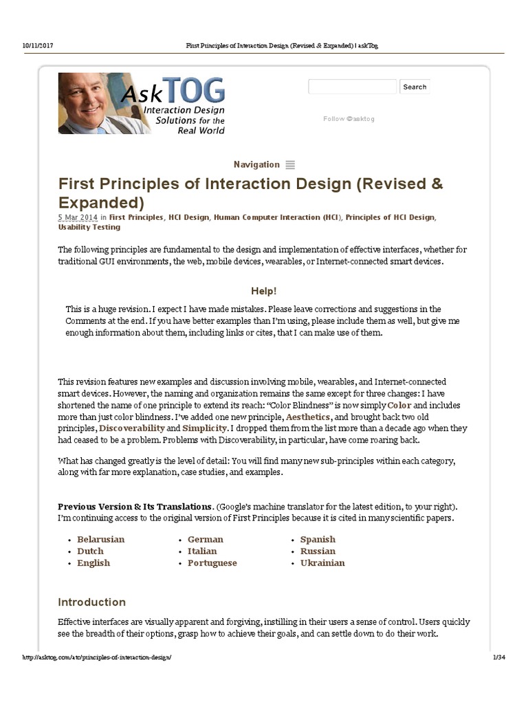 First Principles of Interaction Design Guide | PDF | Usability | Human ...