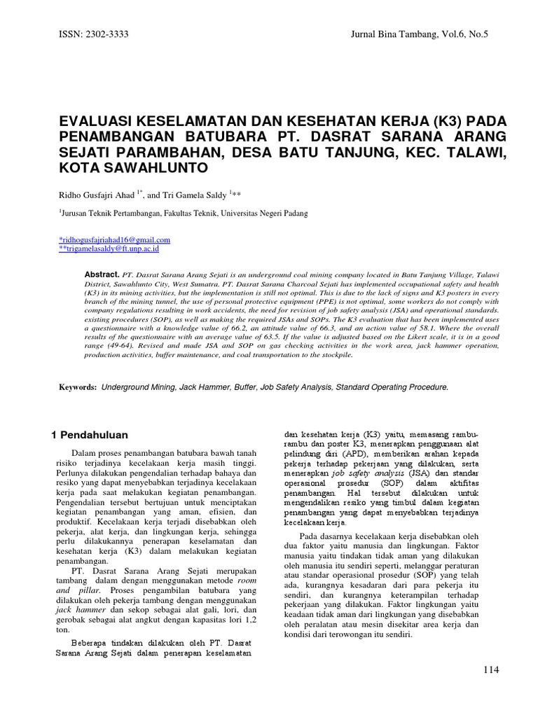2.evaluasi Keselamatan Dan Kesehatan Kerja (K3) Pada | PDF