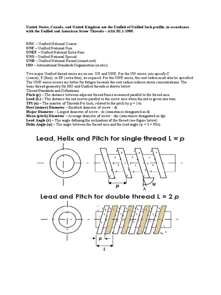 Unc, Unf, Unef Standards | PDF