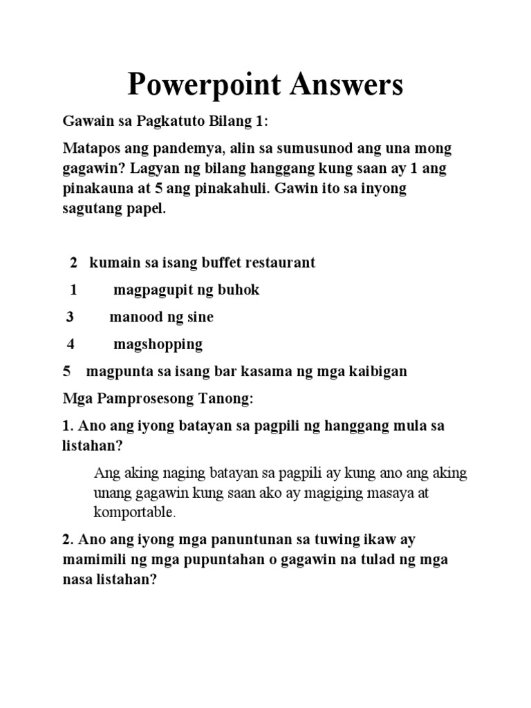 AP Powerpoint Answers | PDF