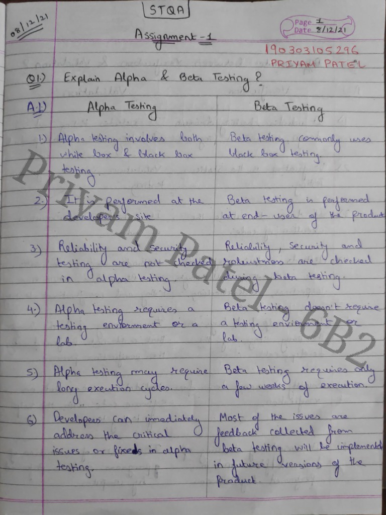 PP - STQA Assignment 1 Answer | PDF