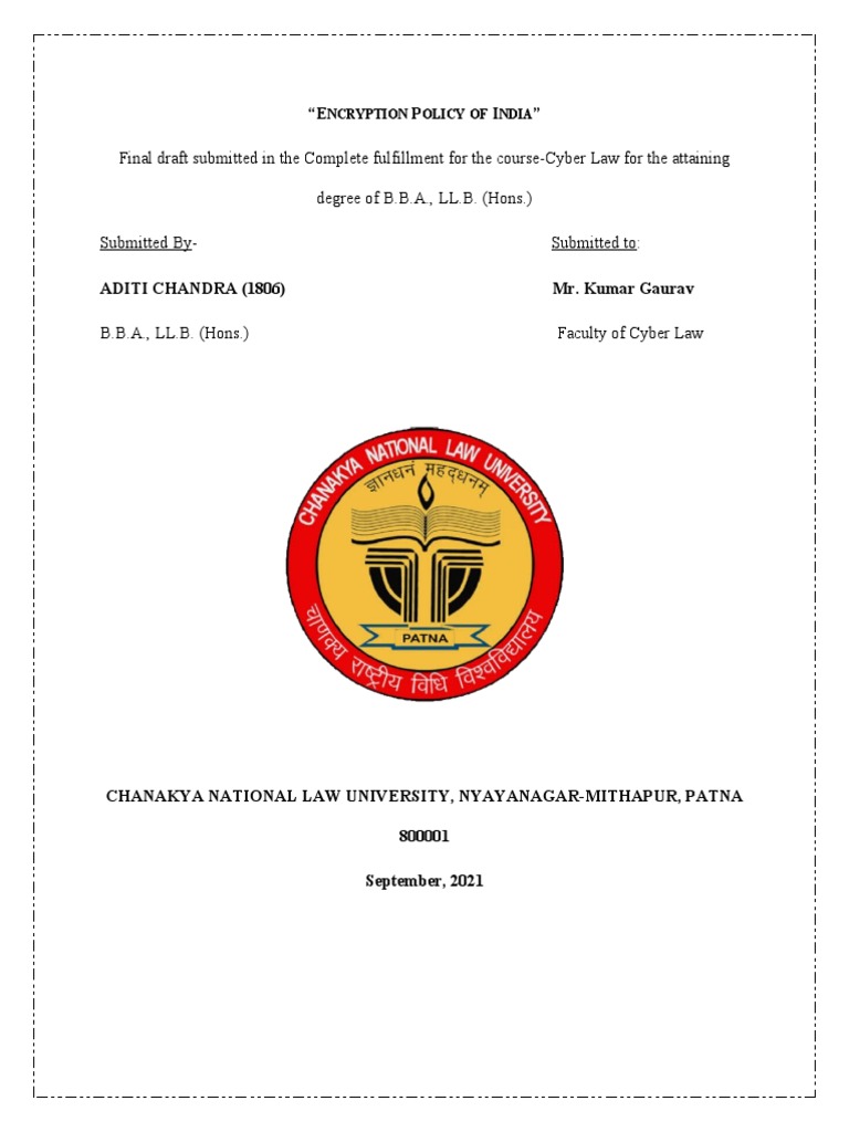 1806 - Cyber Law Final Draft | PDF | Key (Cryptography) | Encryption