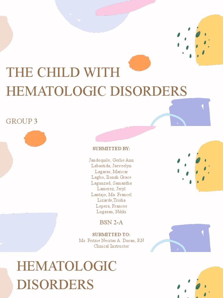 Pediatric Hematologic Disorders Guide | PDF | Anemia | Vitamin B12