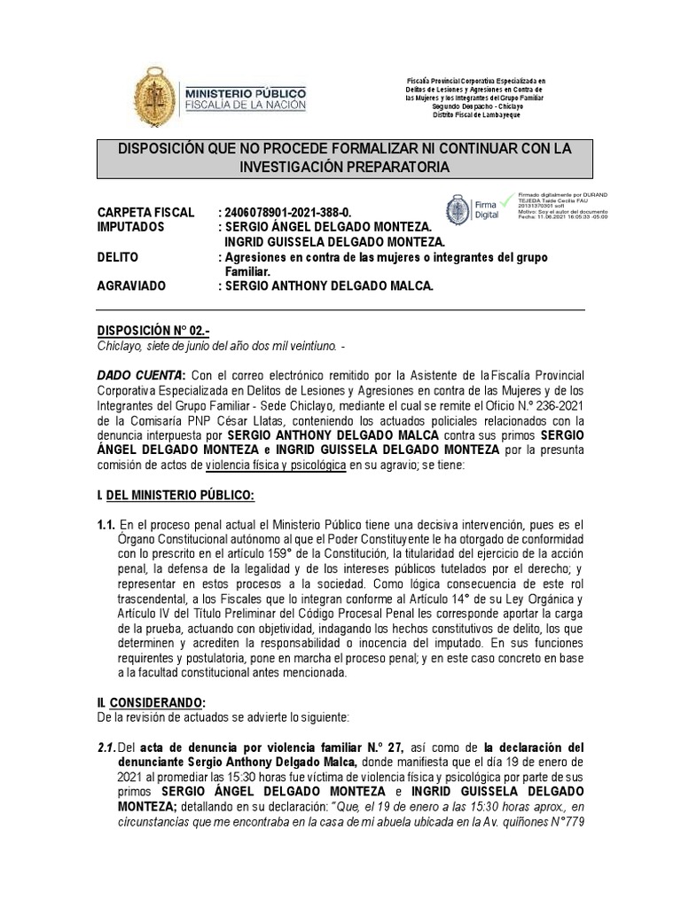 DELITO: Ingrid Guissela Delgado Monteza, Sergio Angel Delgado Monteza ...