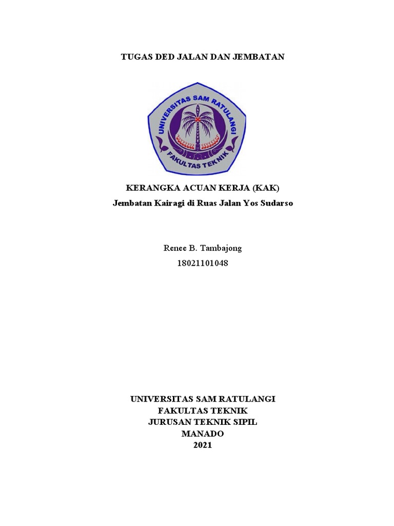 KAK Perencanaan Jembatan Renee Tambajong 18021101048 | PDF | Seni | Teknologi & Rekayasa
