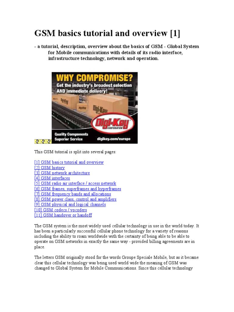 GSM Basics Tutorial and Overview | PDF | Gsm | Cellular Network