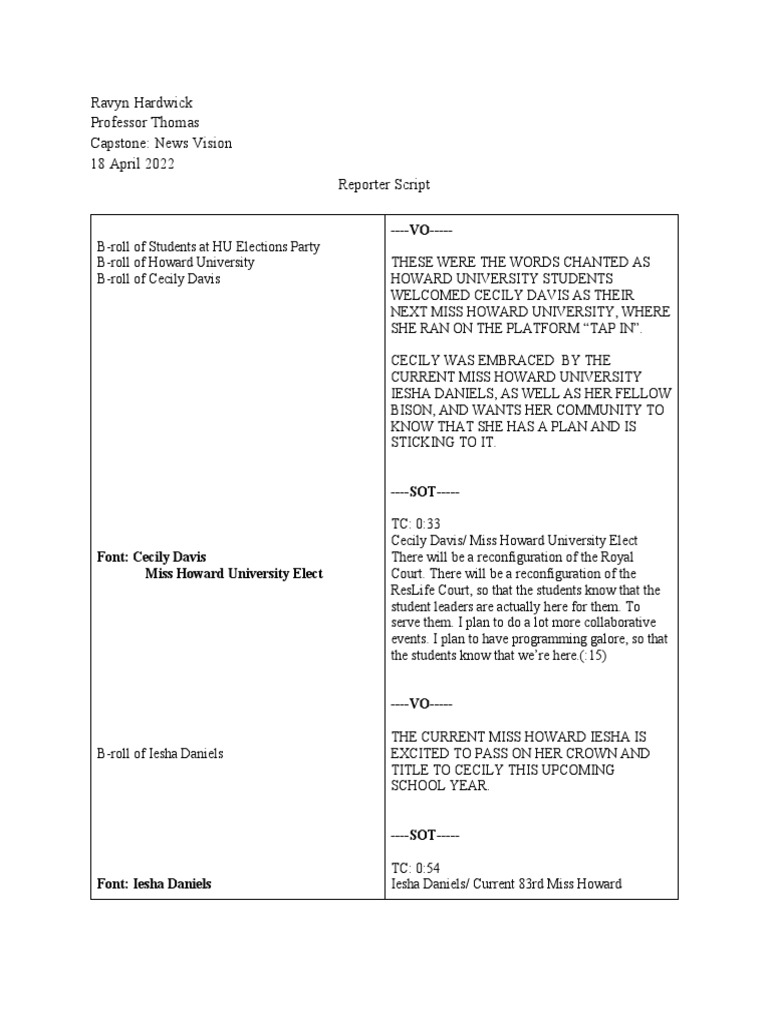 Reporter Script - PKG 3 | PDF