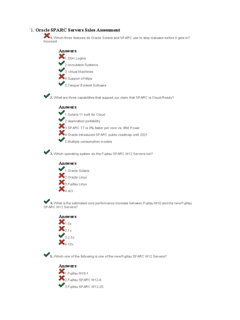 Oracle SPARC Servers Sales Assessment | PDF | Cloud Computing | Oracle Corporation