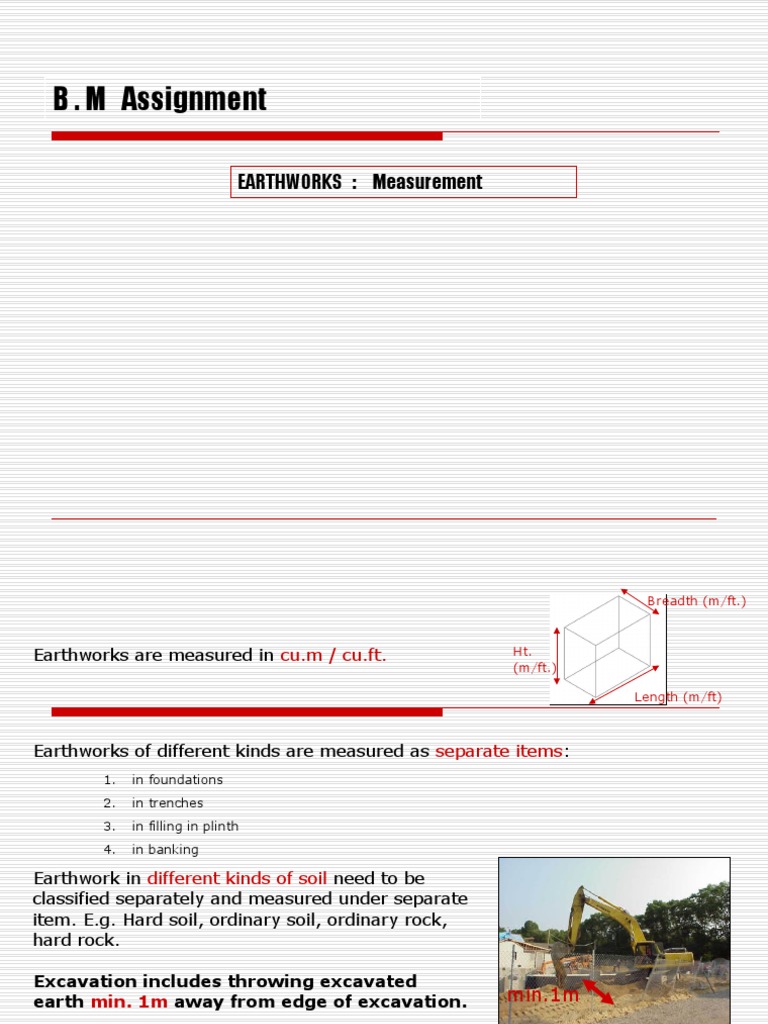 B - M Assignment: EARTHWORKS: Measurement | PDF | Length | Earth Sciences