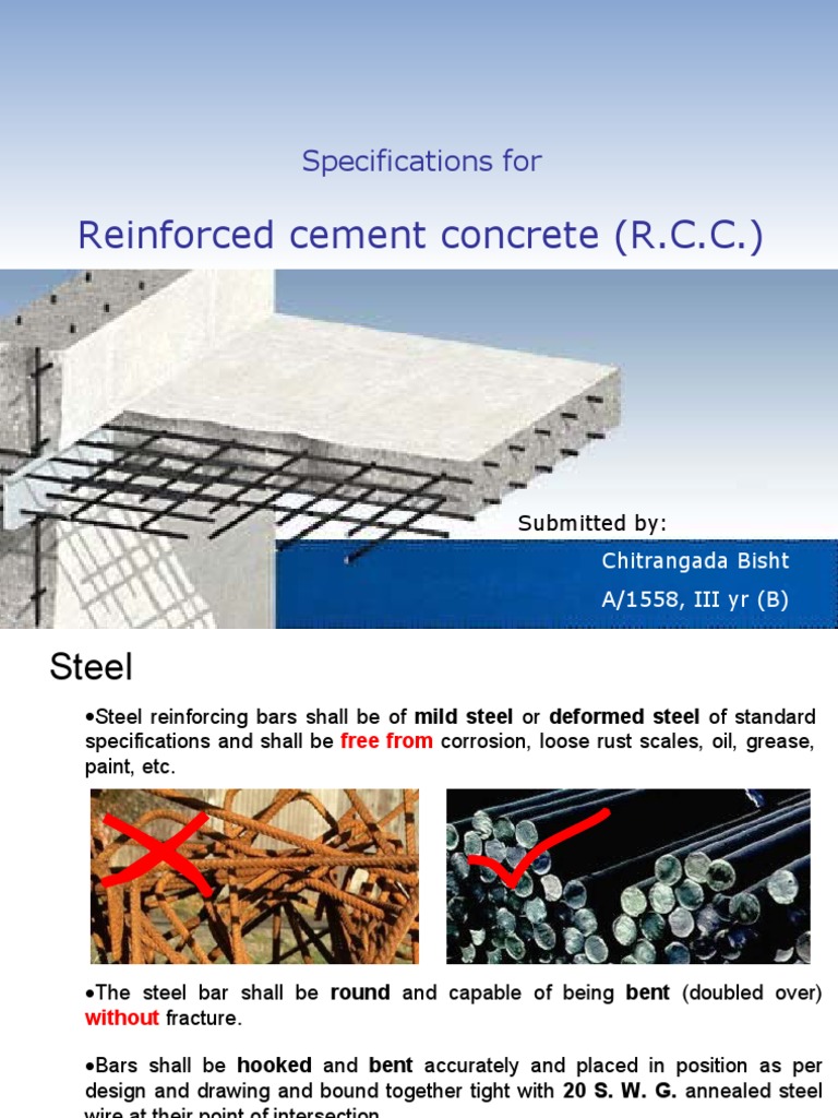 Reinforced Cement Concrete (R.C.C.) : Specifications For | PDF ...