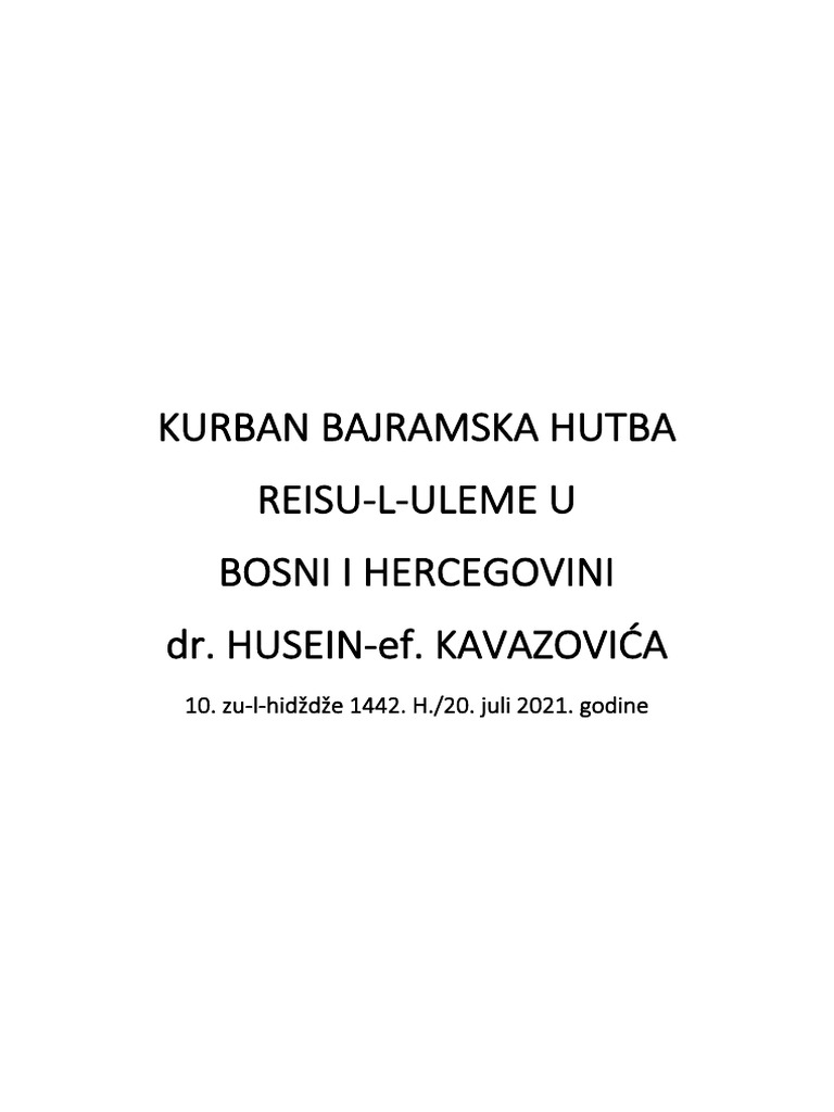 Kurban Bajramska Hutba Reisova 2021 | PDF
