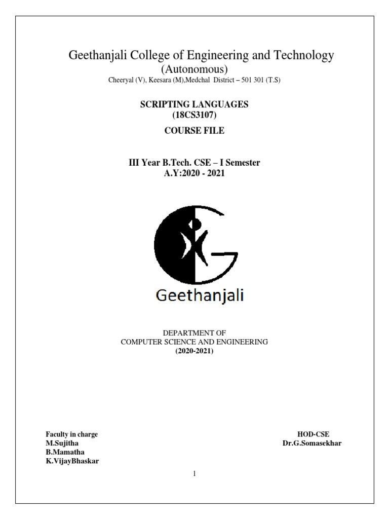 Scripting Languages Course File | PDF | Php | Scripting Language Scripting Languages Course File | PDF | Php | Scripting Language
