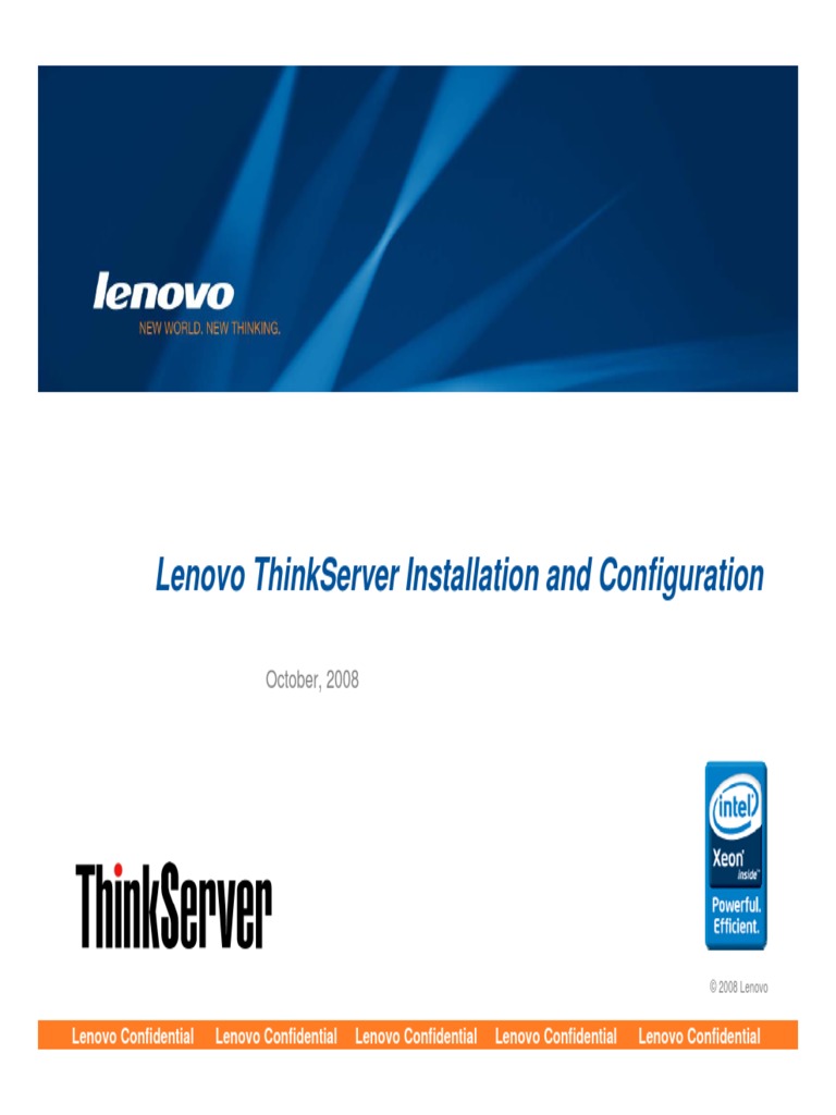 Lenovo Thinkserver Installation and Configuration: October, 2008 | PDF ...