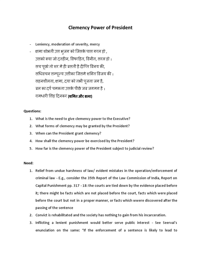President's Power of Clemency | PDF | Pardon | Criminology