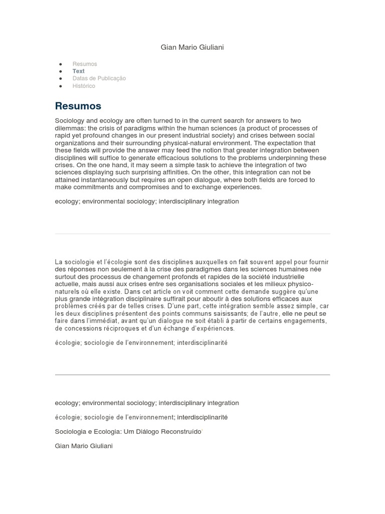 Gian Mario Giuliani | PDF | Ciências Sociais | Filosofia
