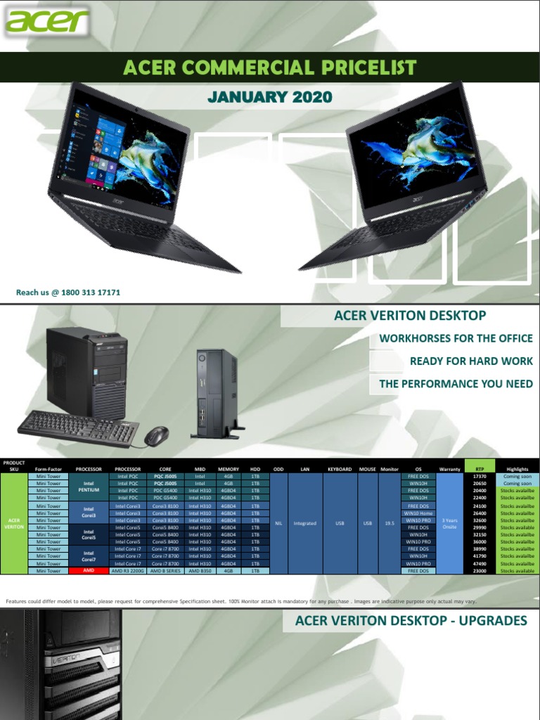 Acer Veriton Desktop Pricing India | PDF | Laptop | Computing