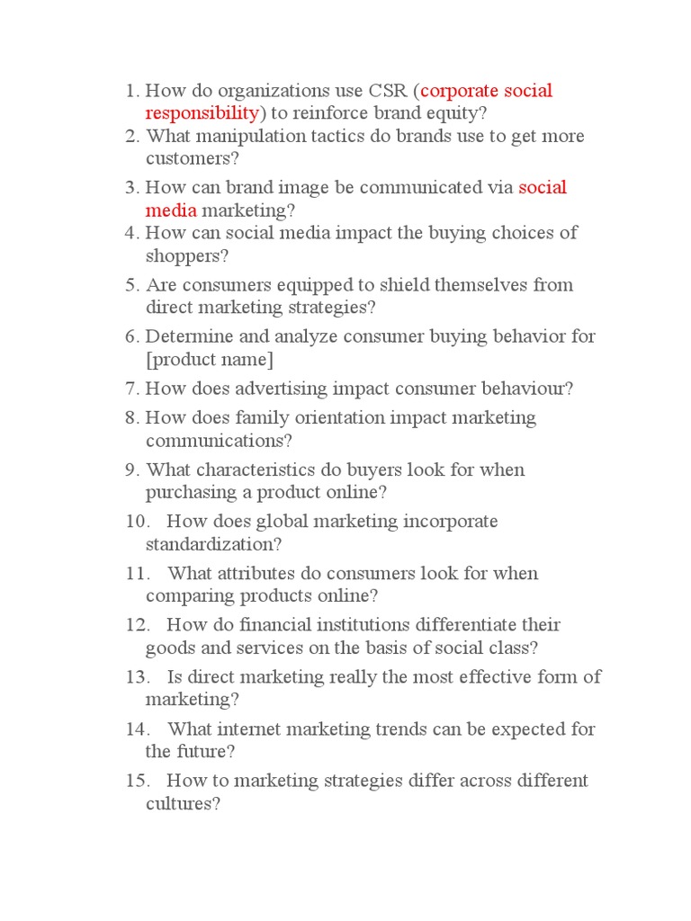 Market Research Topics | PDF | Brand | Marketing