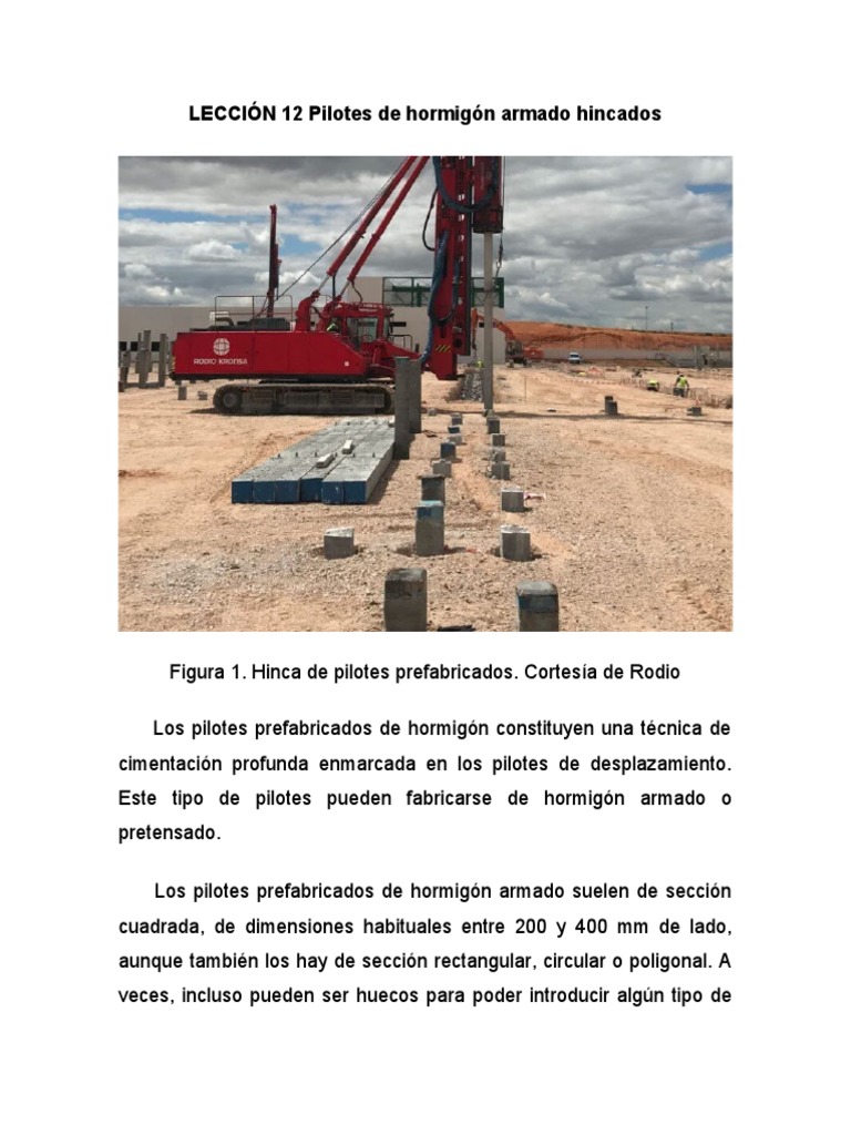 Pilotes de Hormigón Armado Hincados | PDF | Fundación profunda | Hormigón