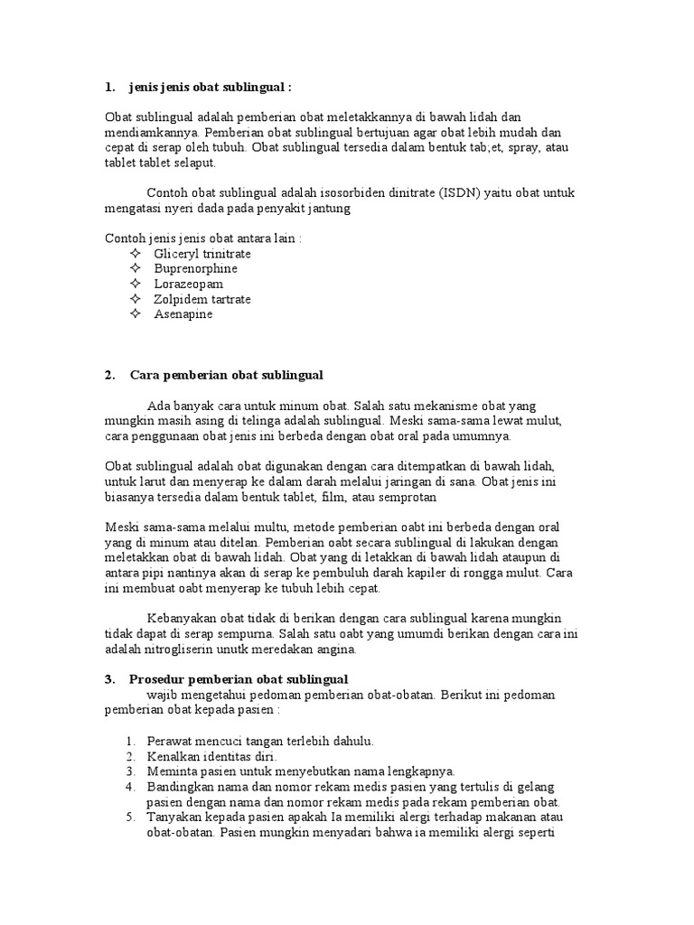 Jenis Jenis Obat Sublingual | PDF