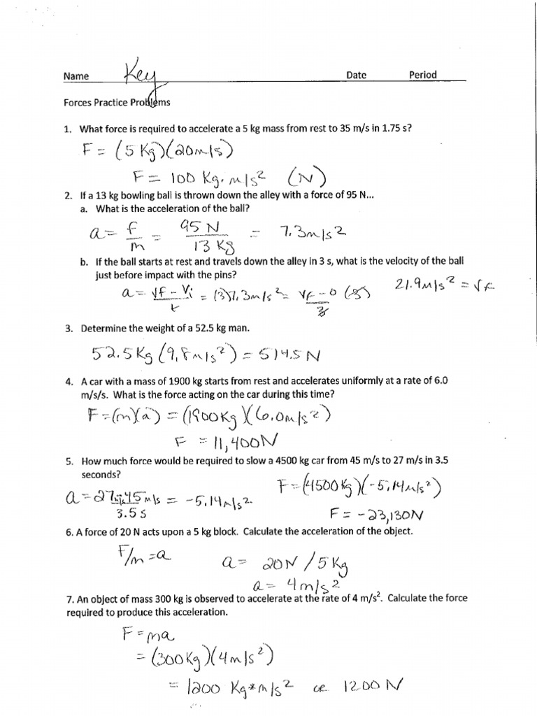 Forces Worksheet | PDF