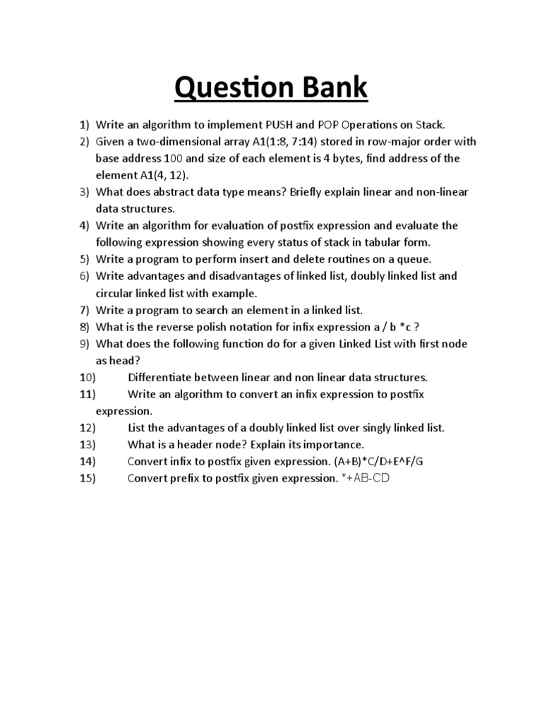 DSA Question Bank | PDF