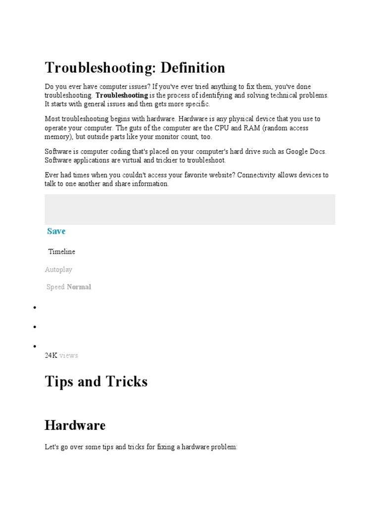Troubleshooting: Definition: Hardware | PDF | Computer Hardware ...
