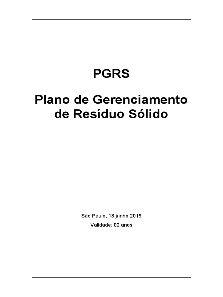 PGRS - Plano de Gerenciamento de Resduo Solido - Modelo | PDF ...