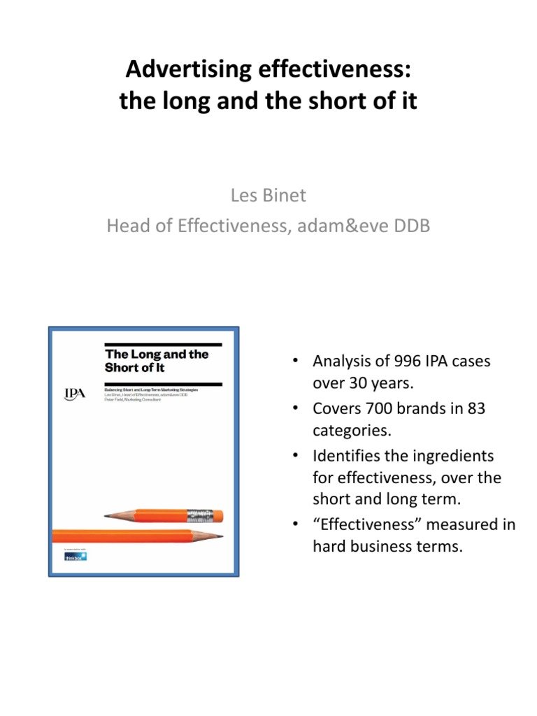 Advertising Effectiveness: The Long and The Short of It: Les Binet Head ...
