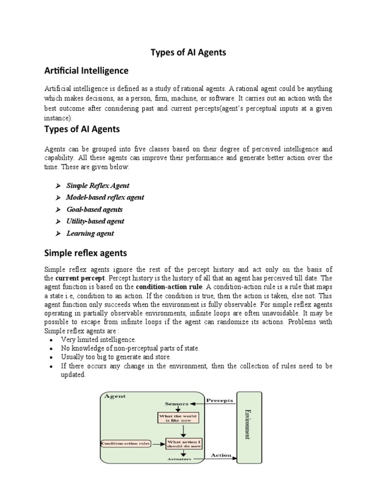 Types of AI Agents Artificial Intelligence | PDF | Artificial ...