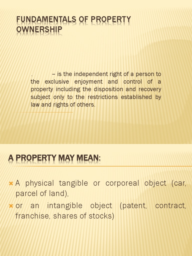 Fundamentals of Property Ownership | PDF | Easement | Mortgage Law