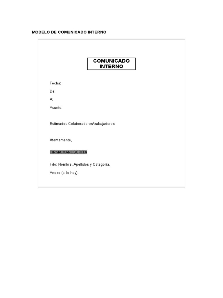 Modelo de Comunicado Interno | PDF
