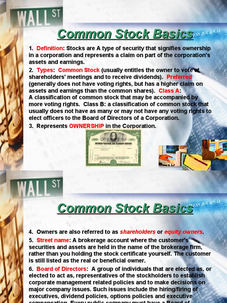 Understanding Common Stock Fundamentals | PDF | Stocks | Market Trend