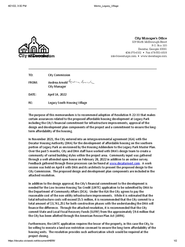 Decatur Legacy Park Resolution | PDF | Infrastructure | Economies